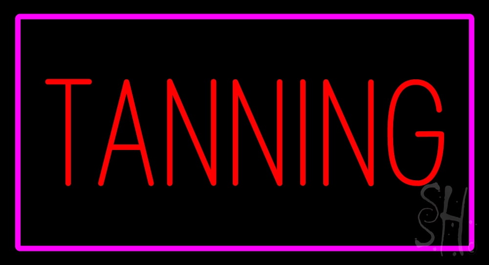 Red Tanning Animated LED Neon Sign 13 x 24 - inches, Black Square Cut ...