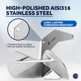 Five Oceans Delta Style Wing Boat Anchor, 33 Lb / 15 Kg Stainless Steel ...