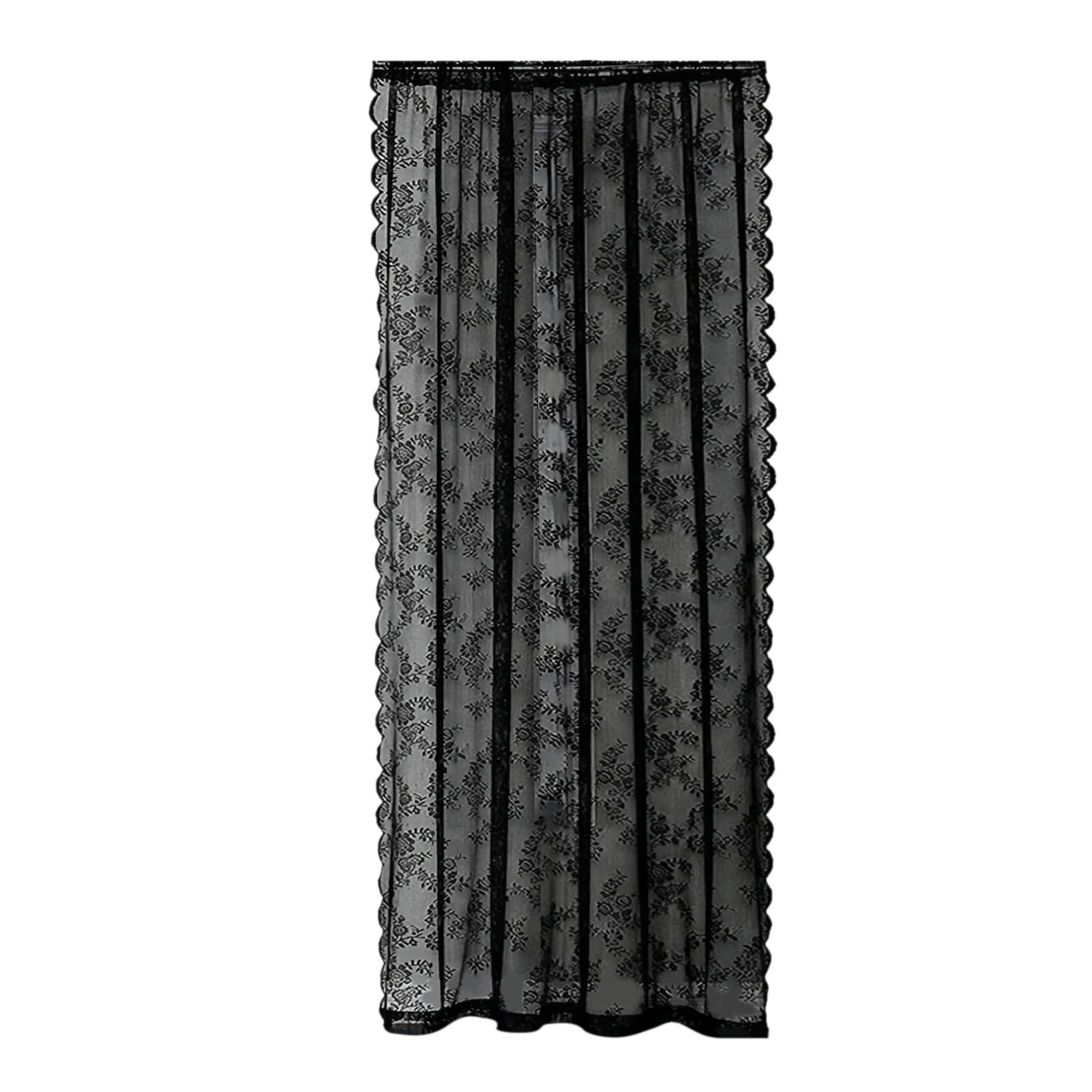 Click here for Lipstore Black Lace Floral Net Curtains Voile Wind... prices