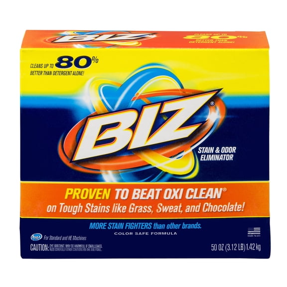 Biz Powder Laundry Stain and Odor Eliminator, 37.5 Oz - High-Efficiency ...