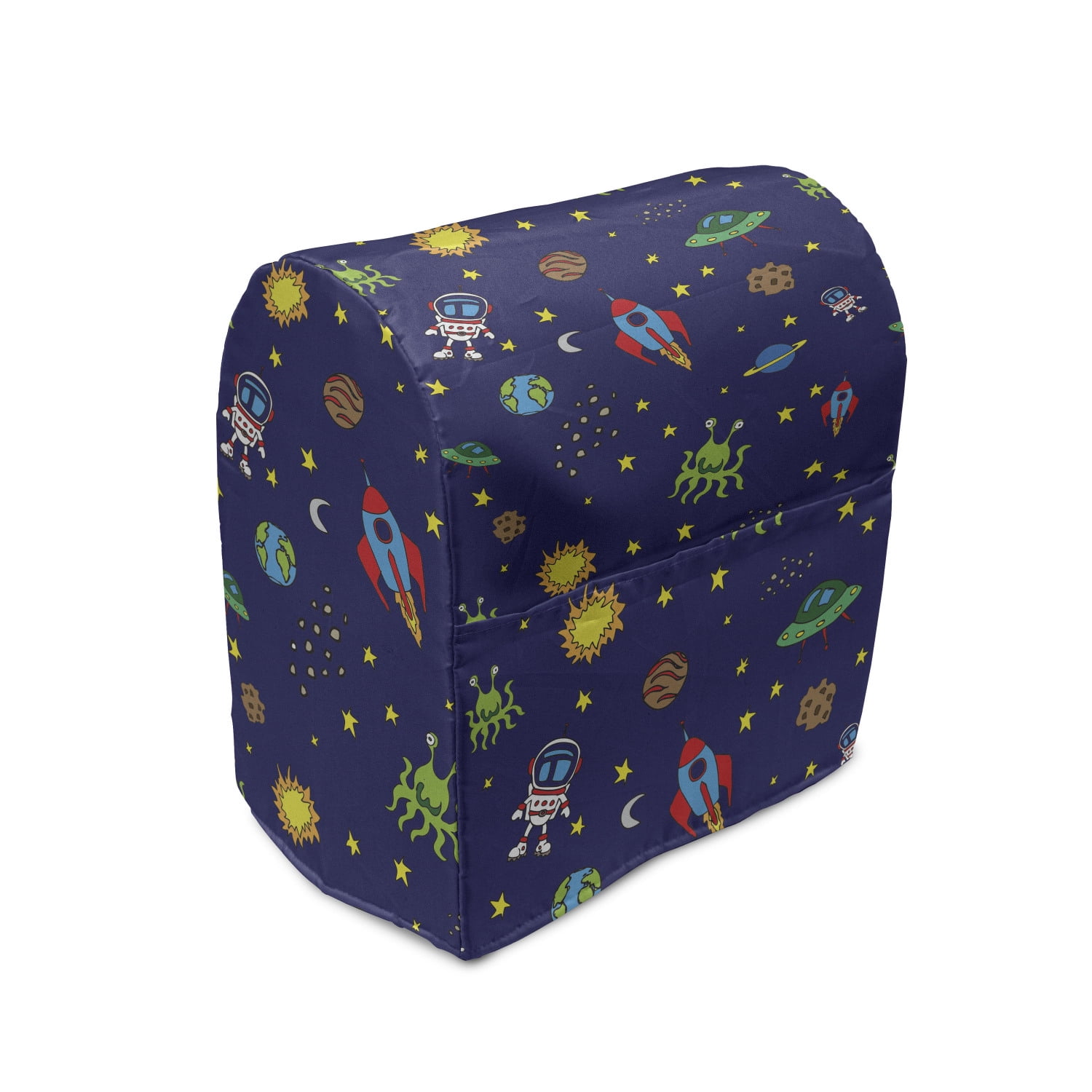 Space Stand Mixer Cover, Doodle Style Cartoon Rocket Astronaut and UFO ...