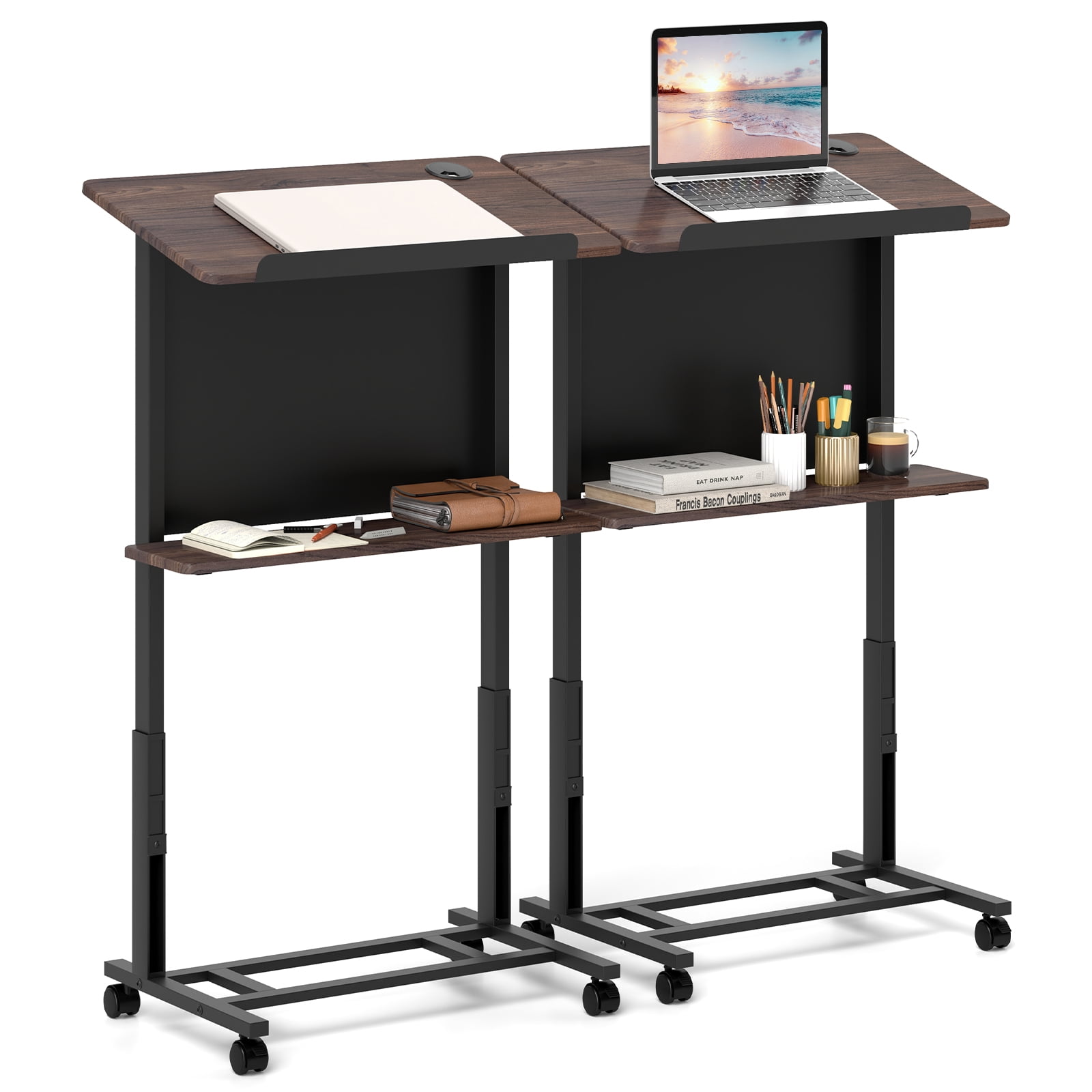 Click here for Gymax 2 Pcs Rolling Podium Stand 40.5-49 Height Ad... prices