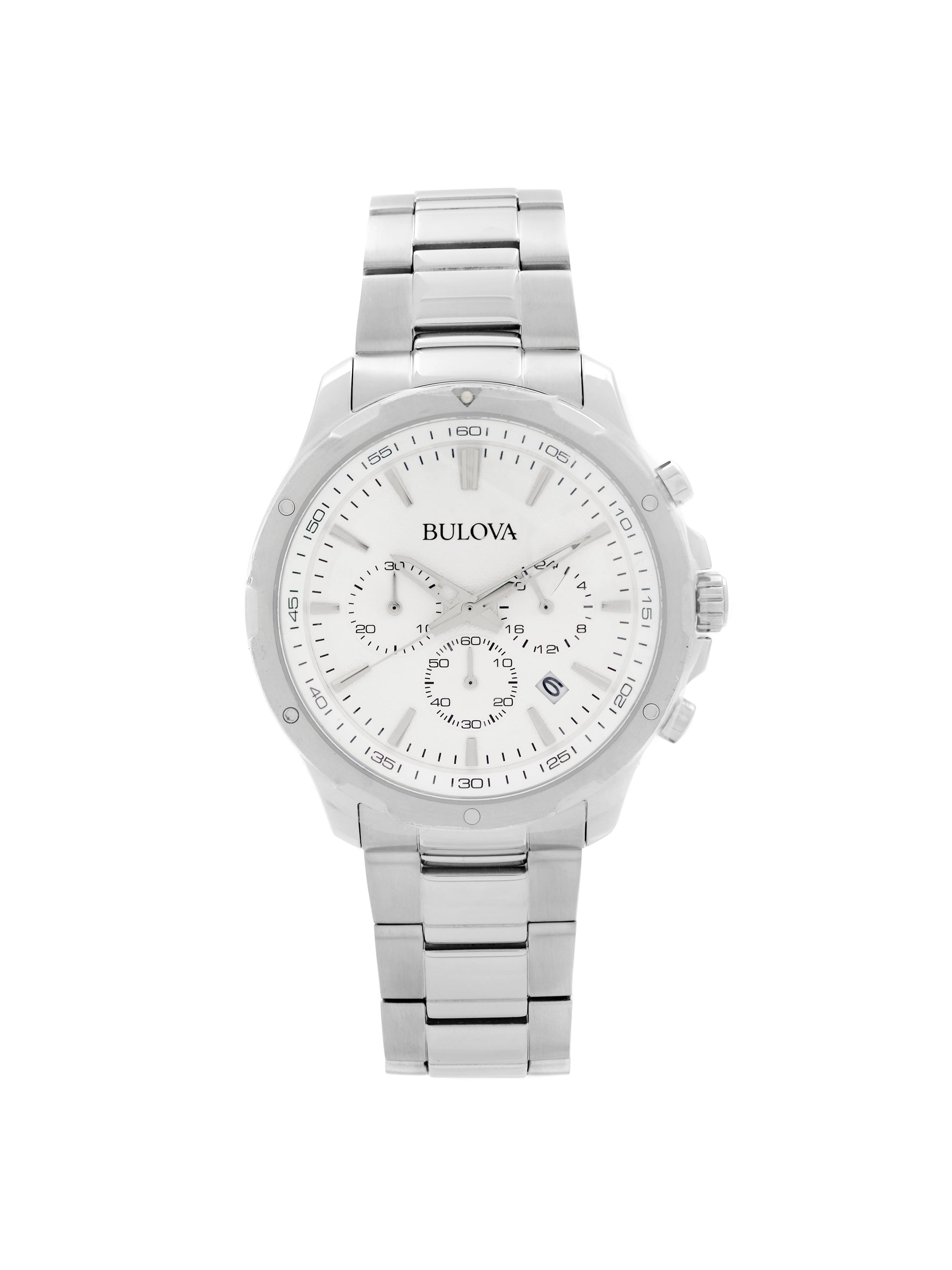 Bulova Chronograph 43mm Steel White Dial Quartz Mens Watch 96B335 ...