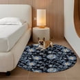 6ft Round Rug Navy Blue Flowers Area Rugs for Living Room Bedroom ...