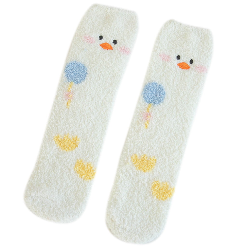 Women Winter Coral Velvet Fuzzy Slipper Socks Cute Duck Penguin ...