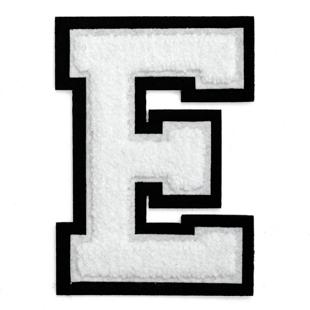 Chenille Stitch Varsity Iron-On Patch by pc, 4-1/2", White/Black, TR ...