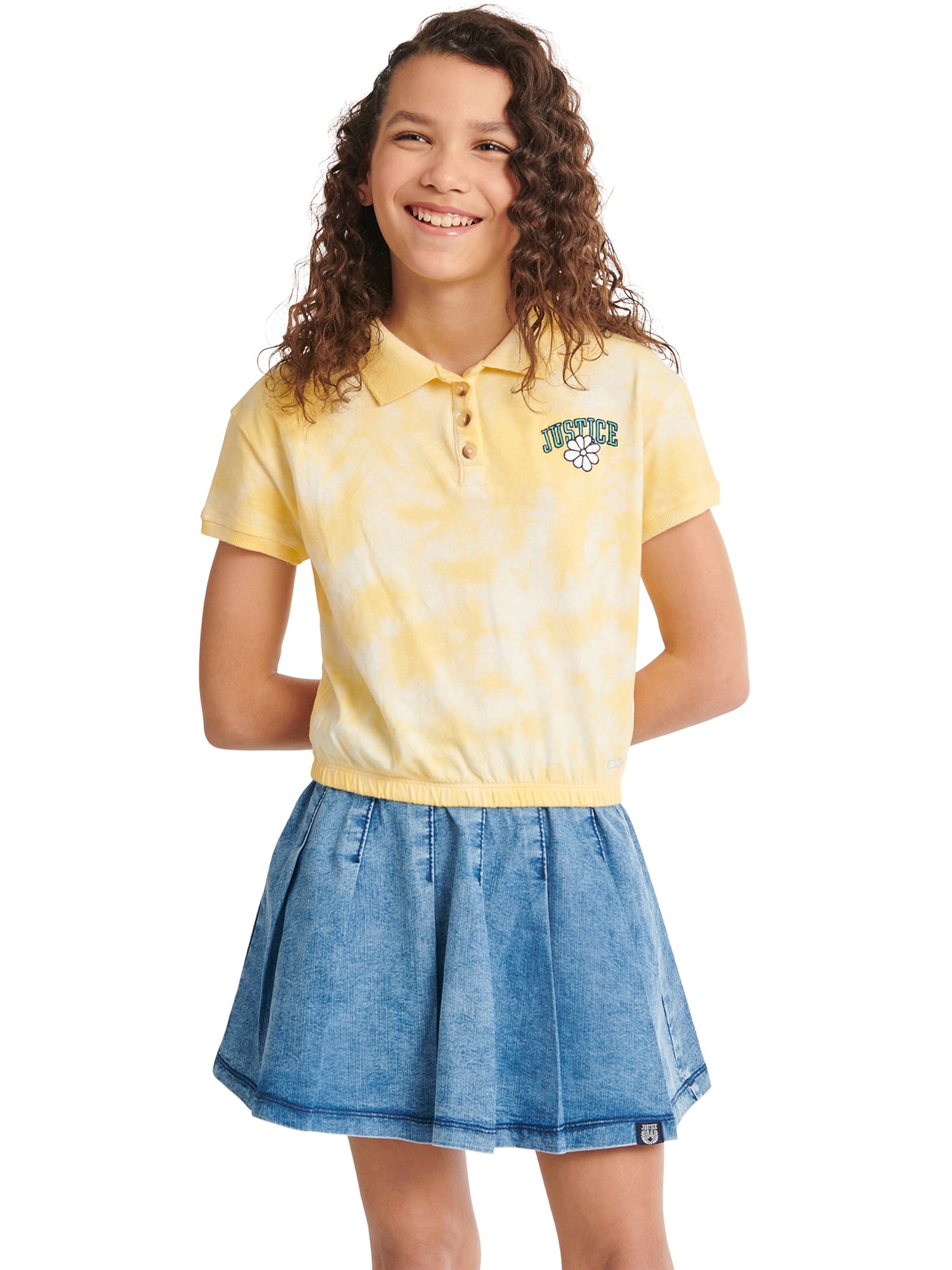 Justice Girls Cinch Bottom Polo Shirt, Sizes XS-XLP - Walmart.com