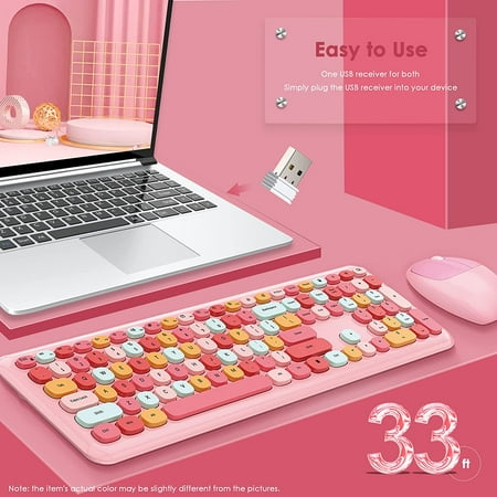"Colorful Wireless Keyboard and Mouse Combo,SalemHms Cordless Full ...
