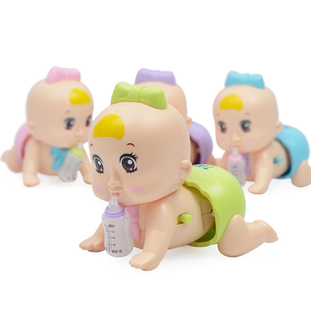 Electric Music Crawling Doll Baby Wind Up Baby Bottle Crawling Doll Toy ...