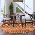 Boho Linear Washable Round Area Rug 8 ft, Terracotta Brown Native ...