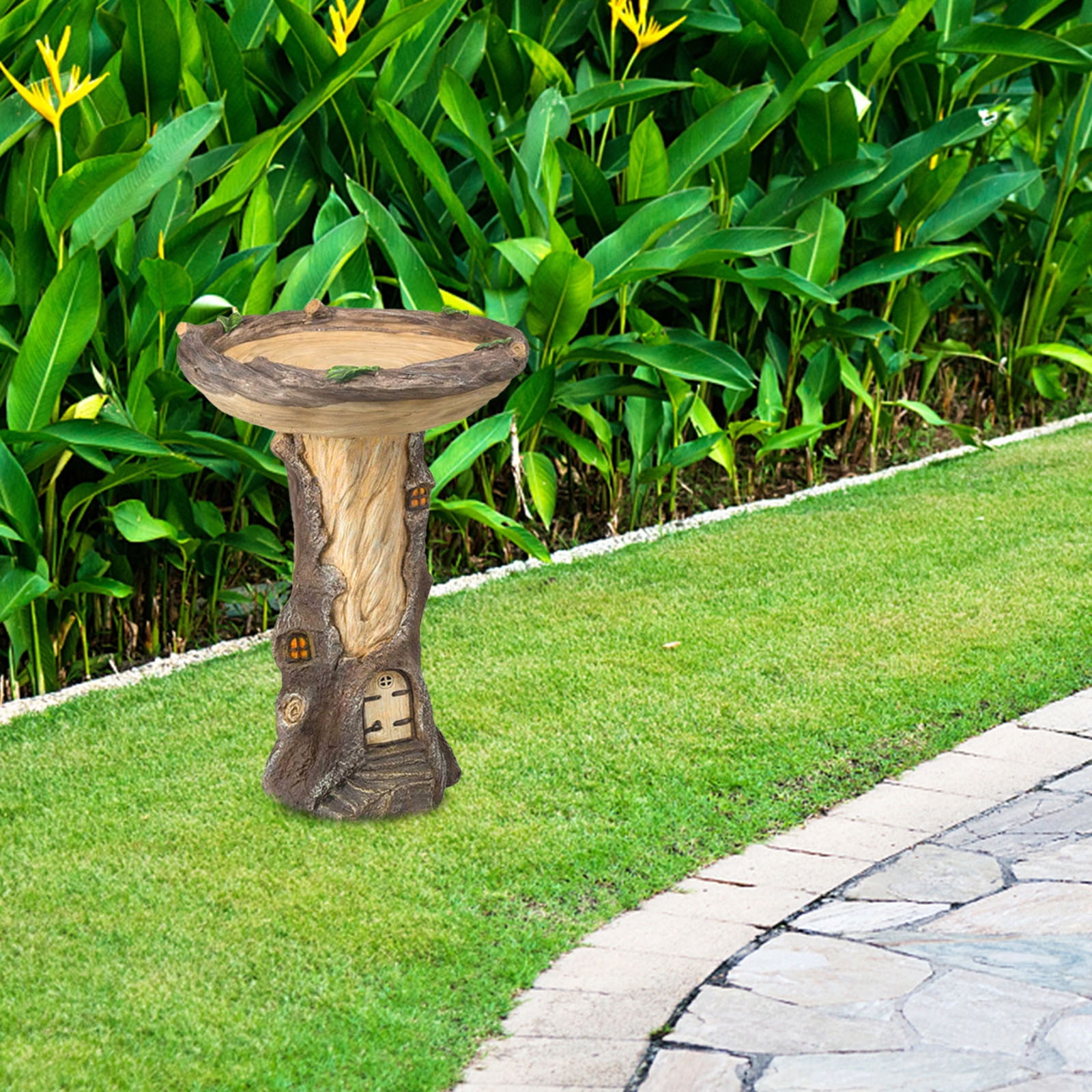 Aqestyerly Beautiful Sunflower Bird Bath Brown Pedestal Handmade for ...