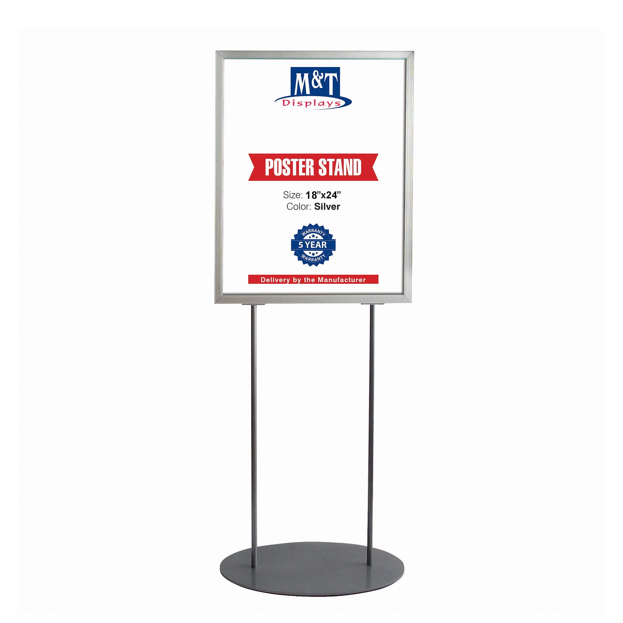 M&T Displays Metal Oval Info Board Silver 18x24 Inches Slide-In Poster ...