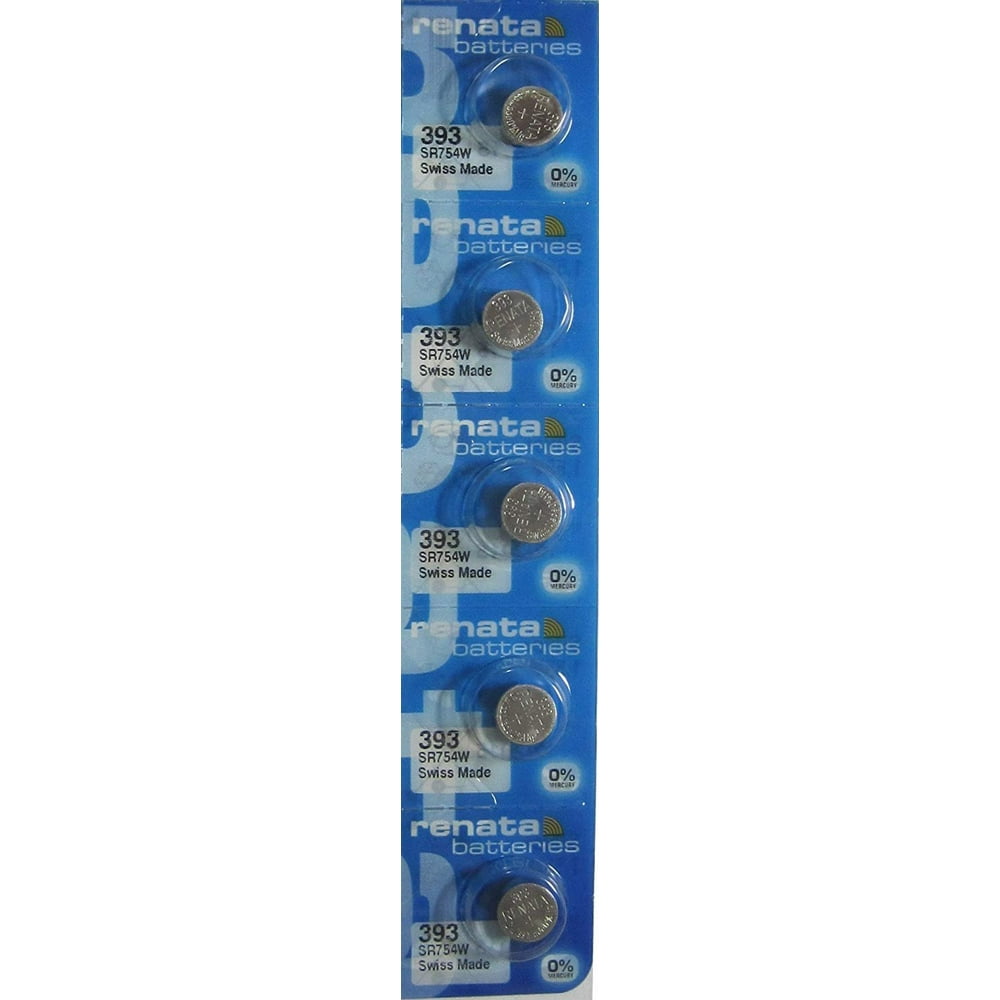 Strip of 5 Genuine Fresh Renata 393 SR754W Swiss Made Silver 1.55v ...
