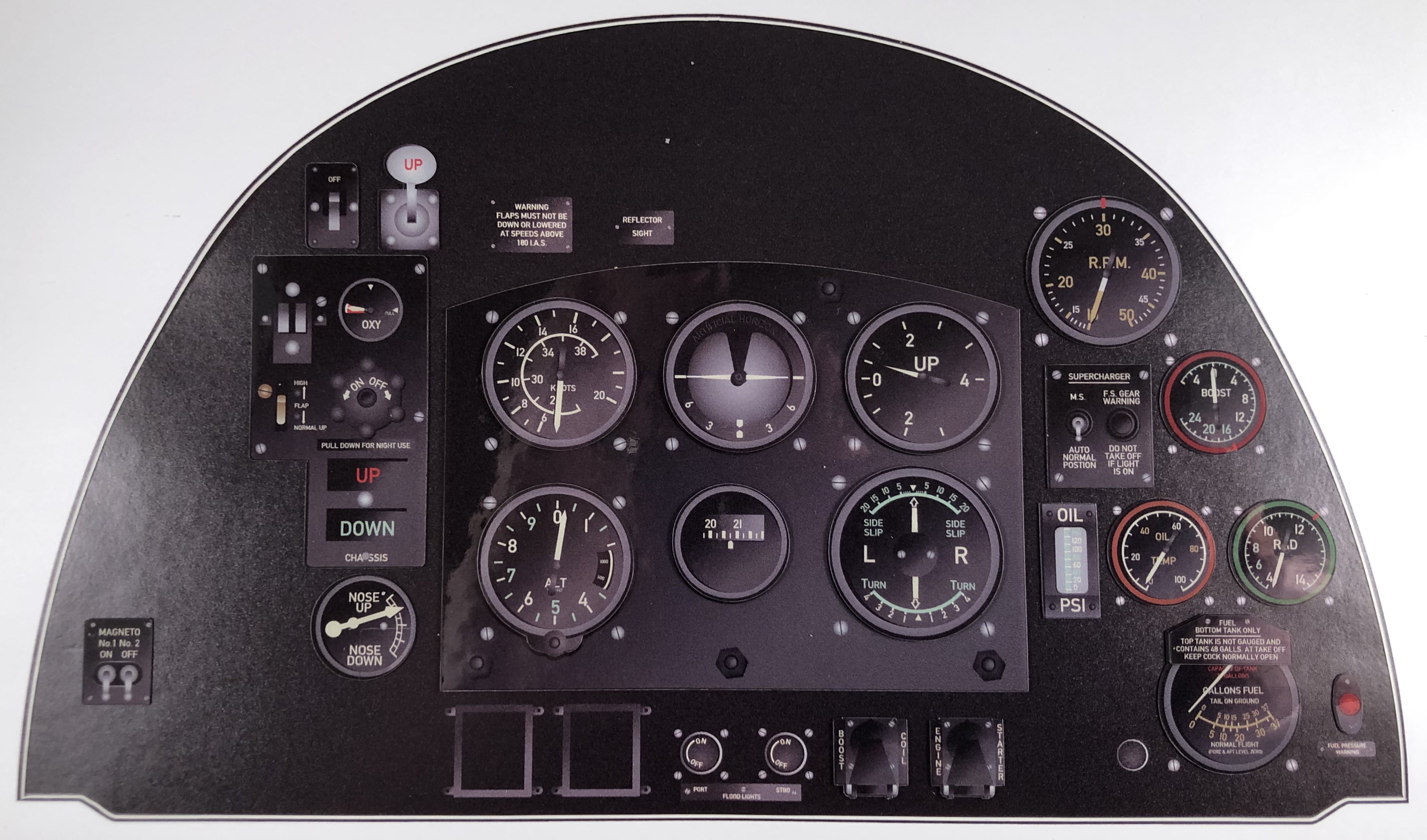 Miniature Supermarine Spitfire Instrument Panel, WWII Aviation, Battle ...