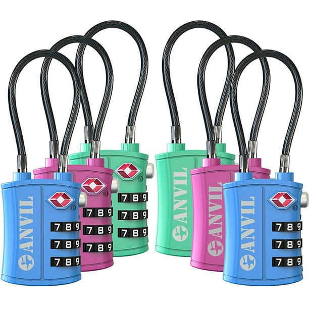 ANVIL TSA Approved Cable Luggage Locks 3 Digit Combination Padlock with ...