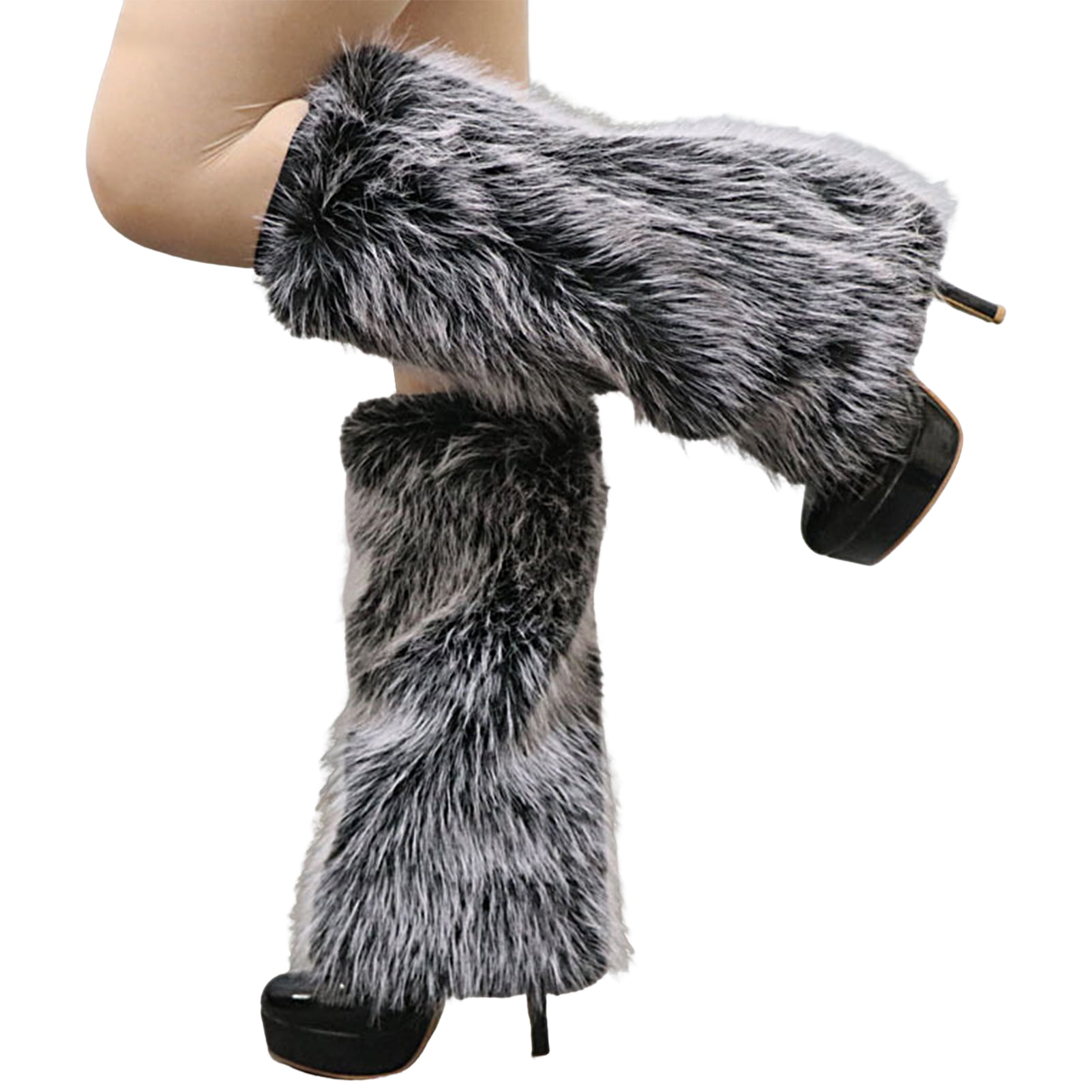 rygai 1 Pair Plush Elastic Solid Color Thick Leg Warmers Autumn Winter ...