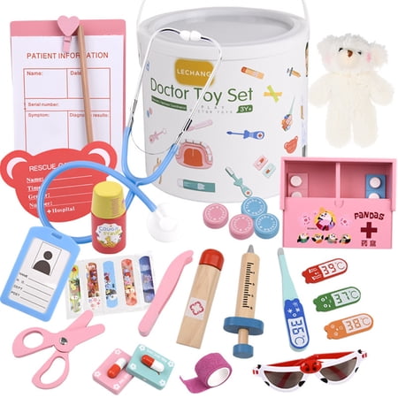 Arealer Kids Realistic Doctor Kit Pretend Play Wooden Toy Set with ...