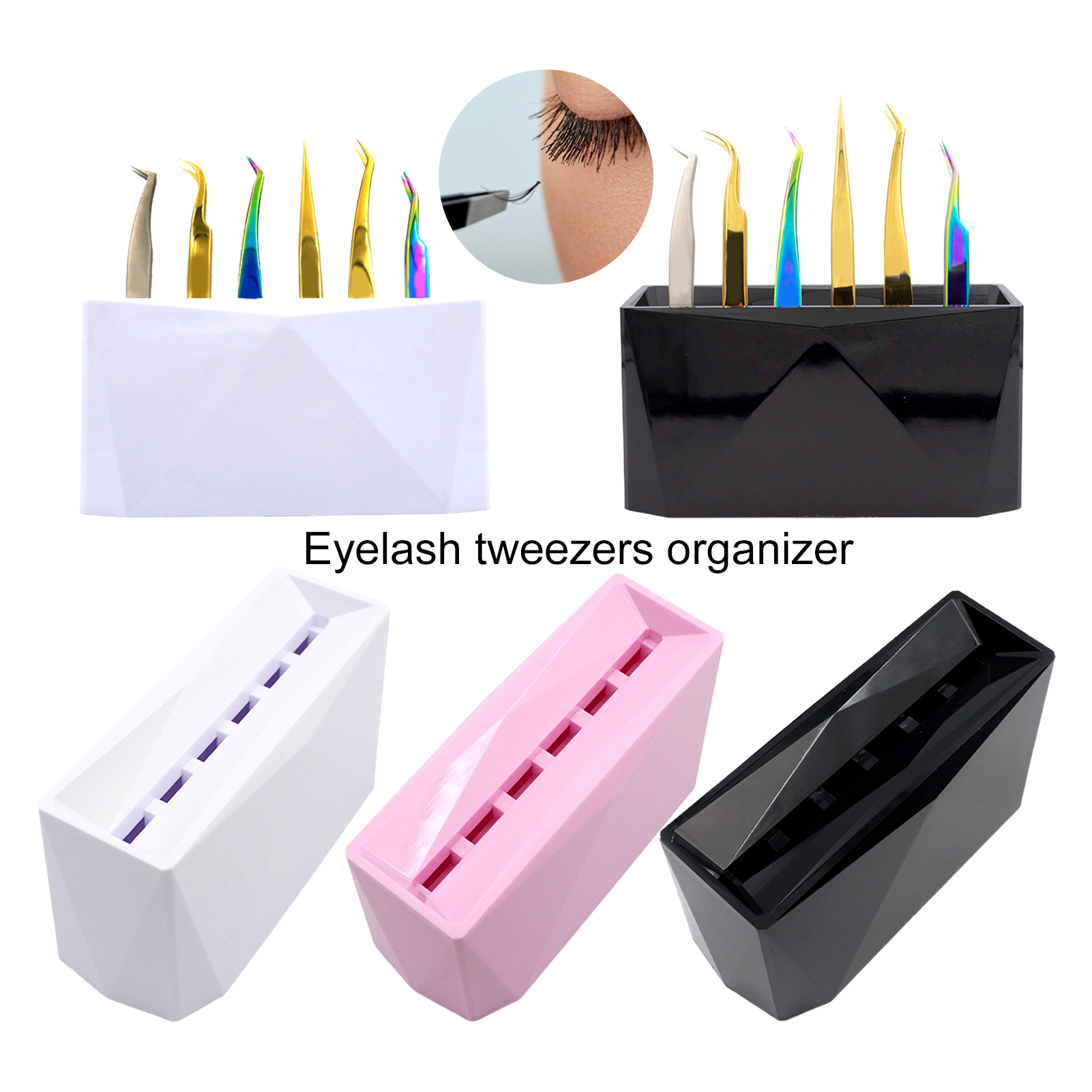 Hesroicy Tweezers Display Rack 6-Hole Faceted Design Plastic Stand for ...