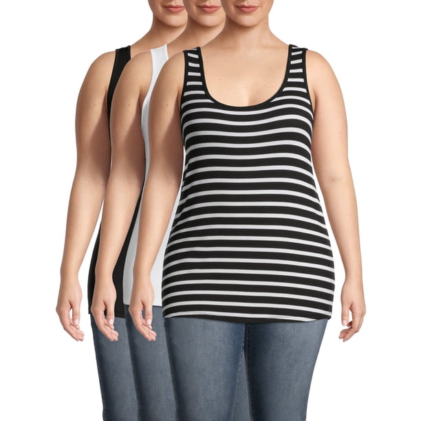 Terra & Sky Women's Plus Size Everyday Essential Layering Tank Top, 3 ...