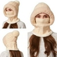 DJN Women's 3-in-1 Knit Hat Scarf Set Color Block Winter Neck Warmer ...