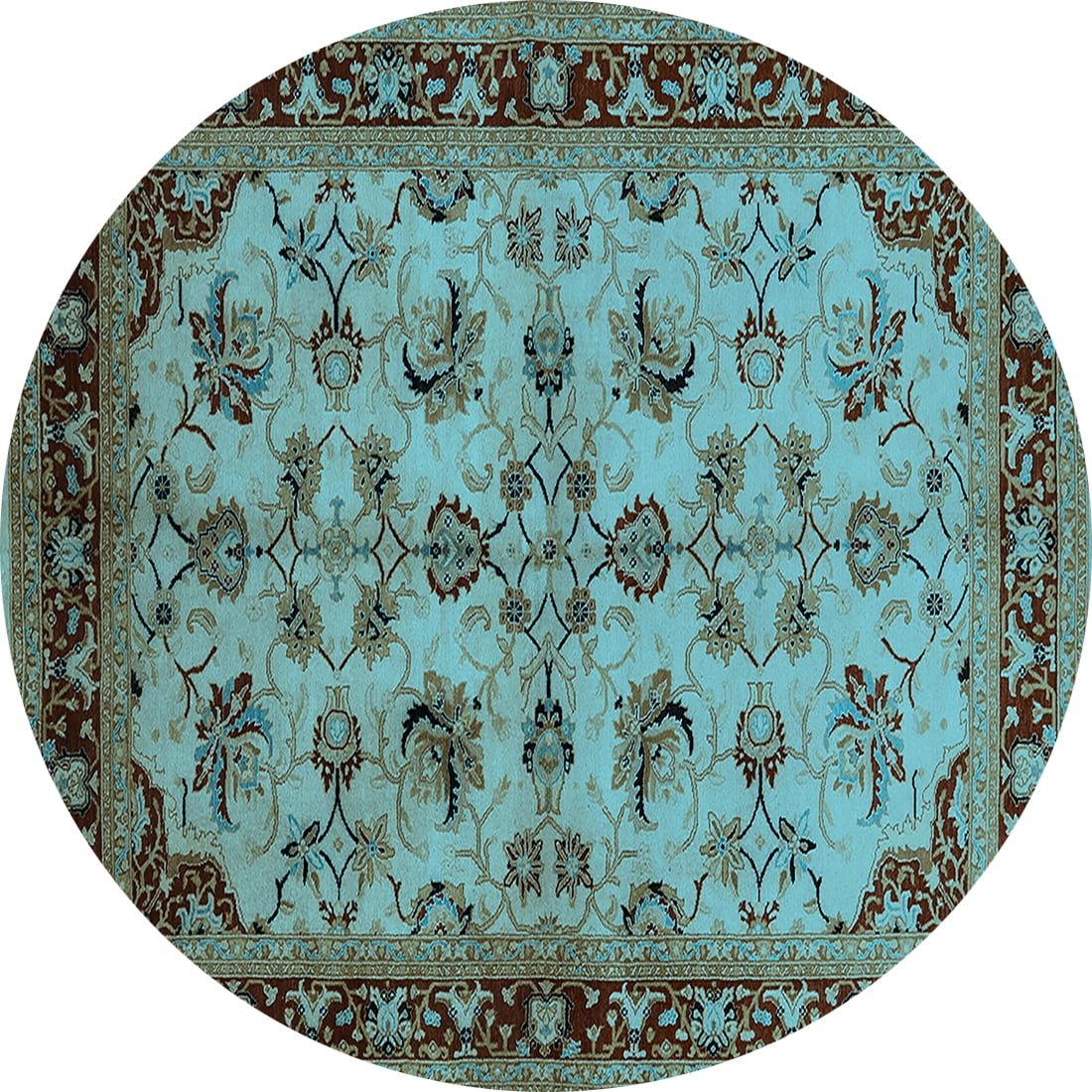 Ahgly Company Indoor Round Oriental Light Blue Industrial Area Rugs, 5 ...