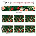 7 Piece Linen Table Runner and Placemats Set, Red Floral Dark Tropical ...