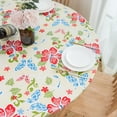 NLMUVW Round Fitted Vinyl Tablecloth with Elastic Edge 100% Waterproof ...
