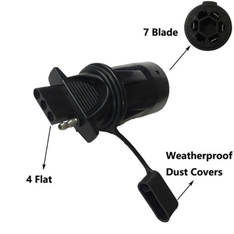 Yassdwbn Trailer Camper 7 Way to 4 Way Plug Adapter 7 Pin Round to 4 ...