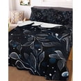 Black Leaves Quilts Bedding Set Queen Size Abstract Art White Dots ...