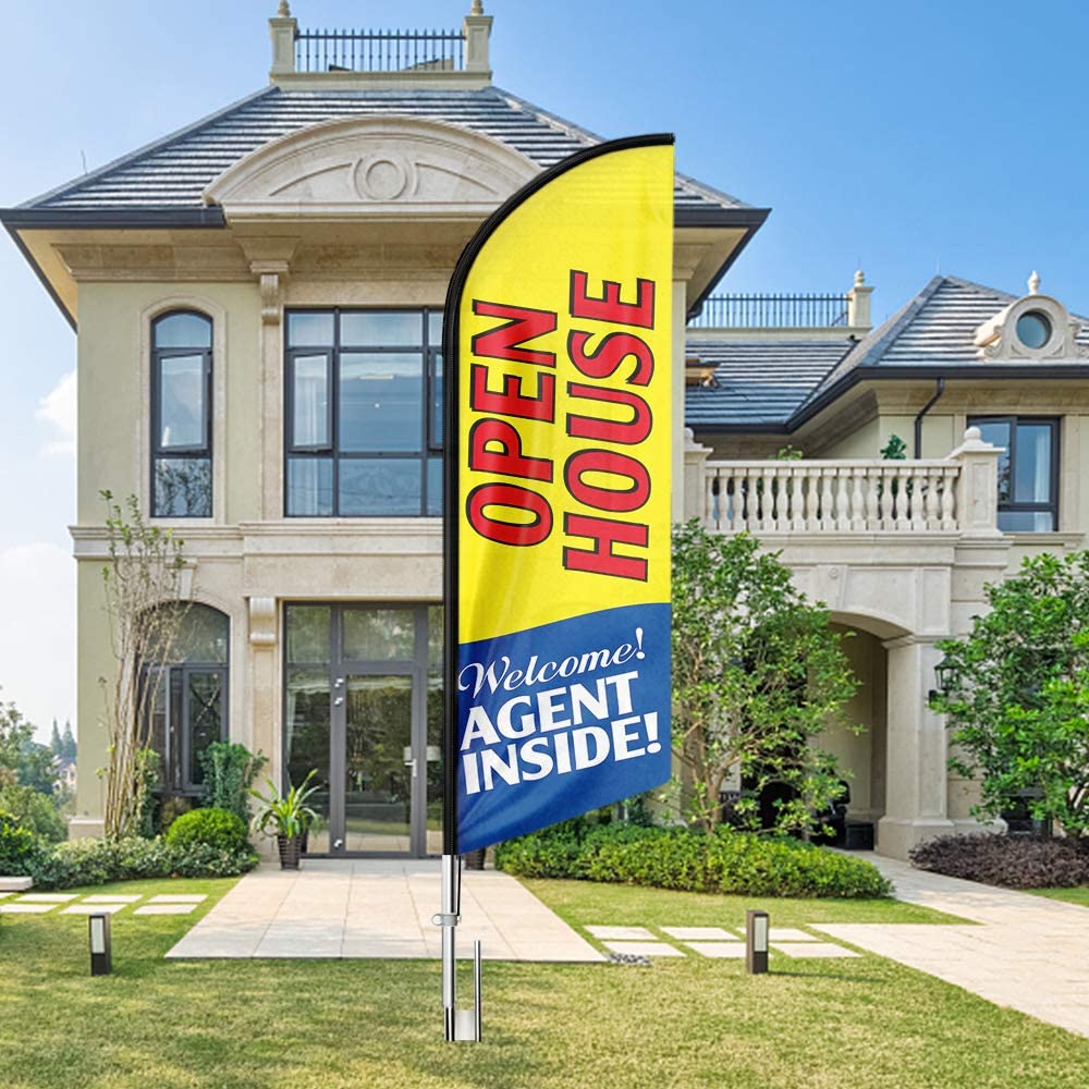 QSUM Open House Signs For Real Estate Agents 11FT Swooper Feather Flag