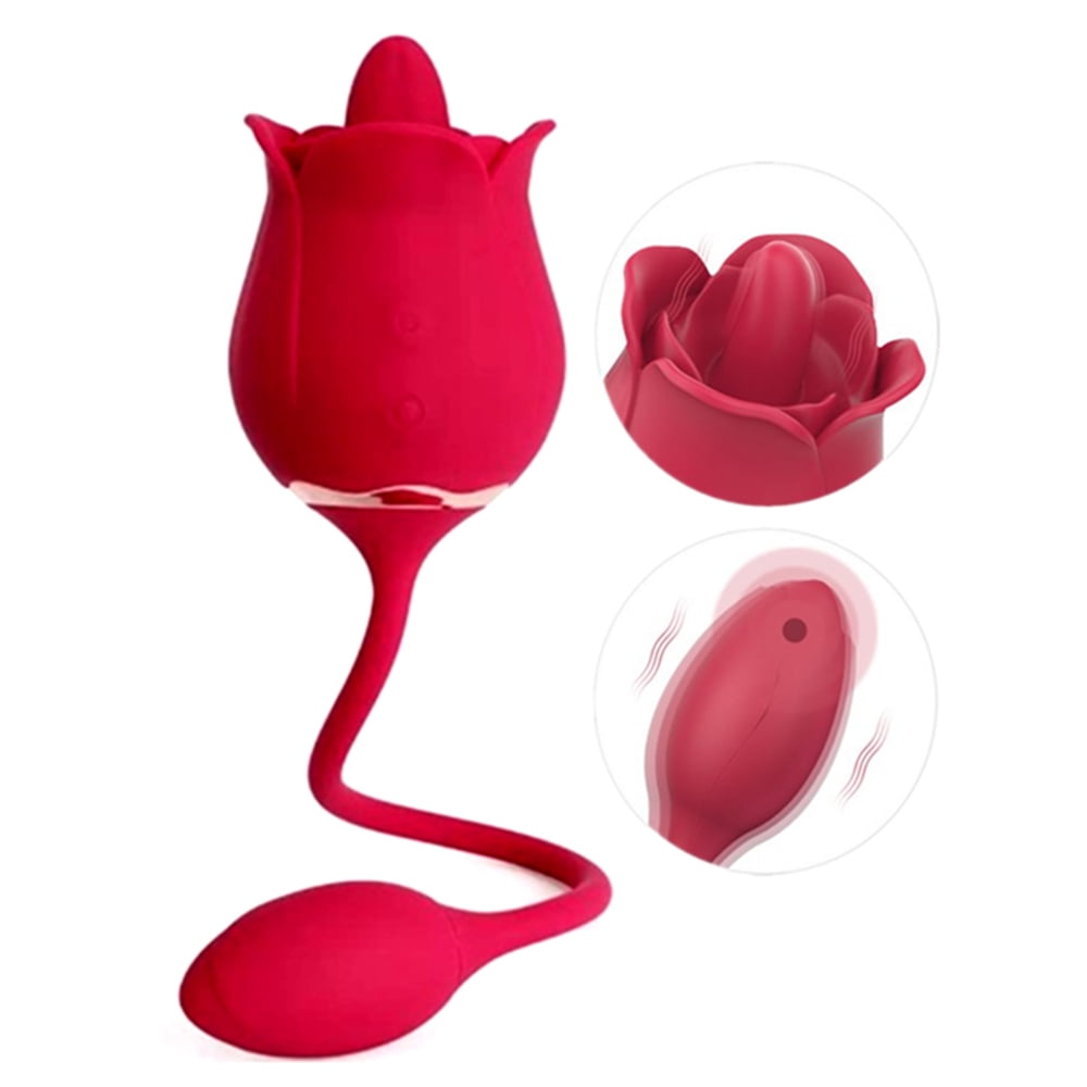 Rose Vibrator Tongue Licking With Vibrating Egg 2 In 1 G Spot Clitoral