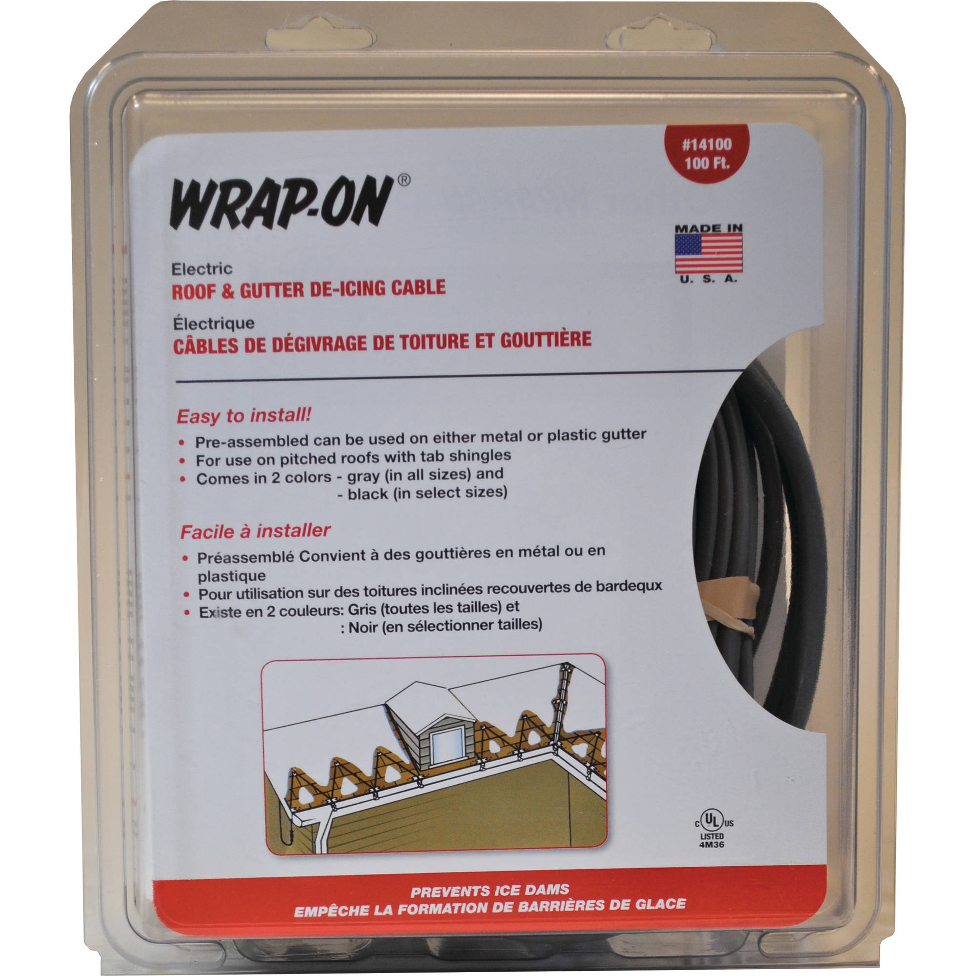 WRAP-ON COMPANY INC - Roof & Gutter Cable, Gray, 100-Ft. - Walmart.com