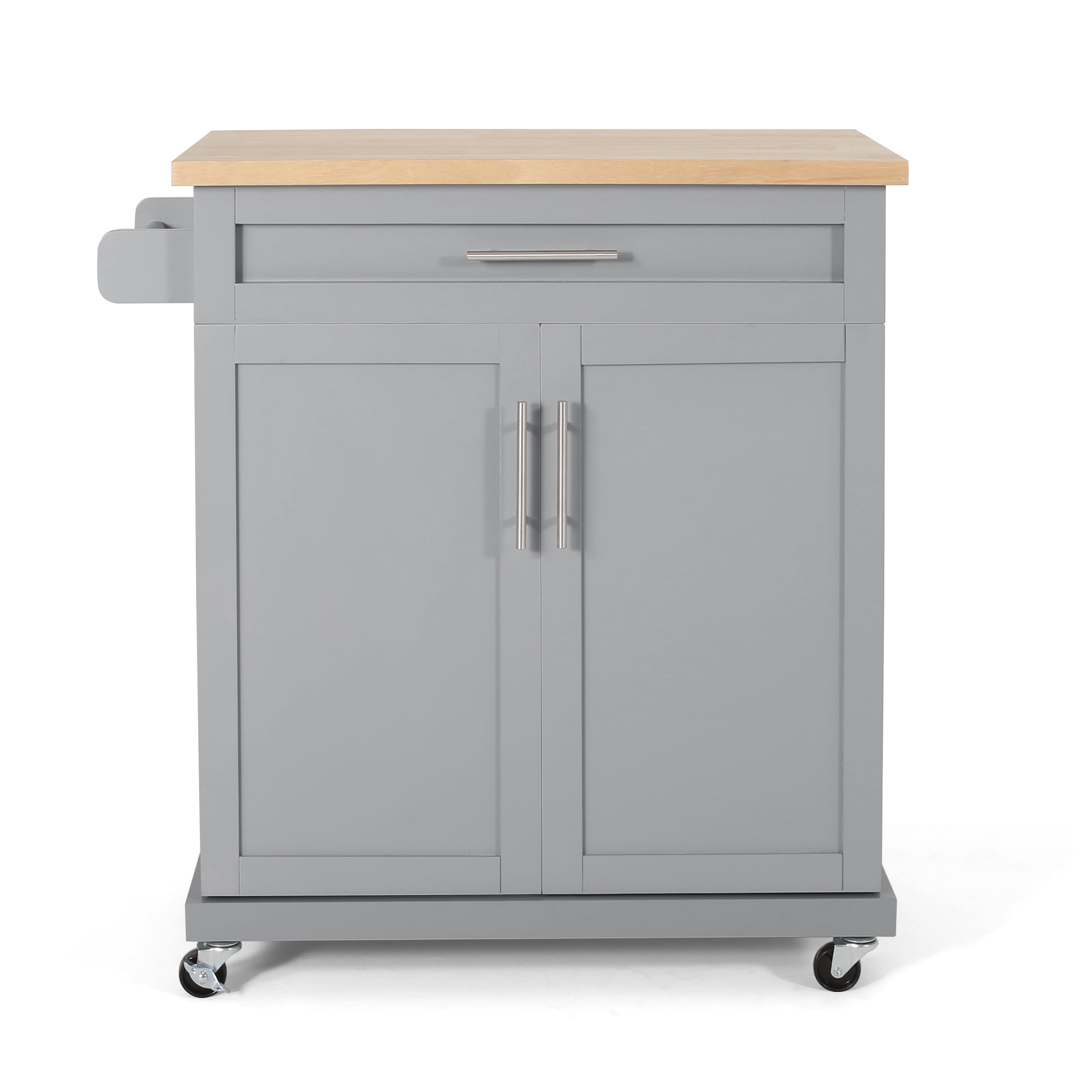 GDF Studio Negley Contemporary Kitchen Cart with Wheels, Natural and ...