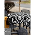 Black White Lattice Square Outdoor Tablecloth with Umbrella Hole ...
