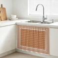 Burnt Orange White Border Grids Cabinet Curtains 28"W x 35L, Geometric ...