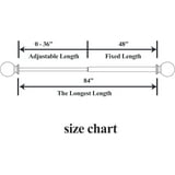 3/4 Inch Standard Decorative Curtain Rod, 48-84" Adjustable Length with ...