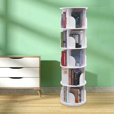 Free Shipping! Qunbio 5 Tier Rotating Bookshelf, 360 Degrees Revolving ...