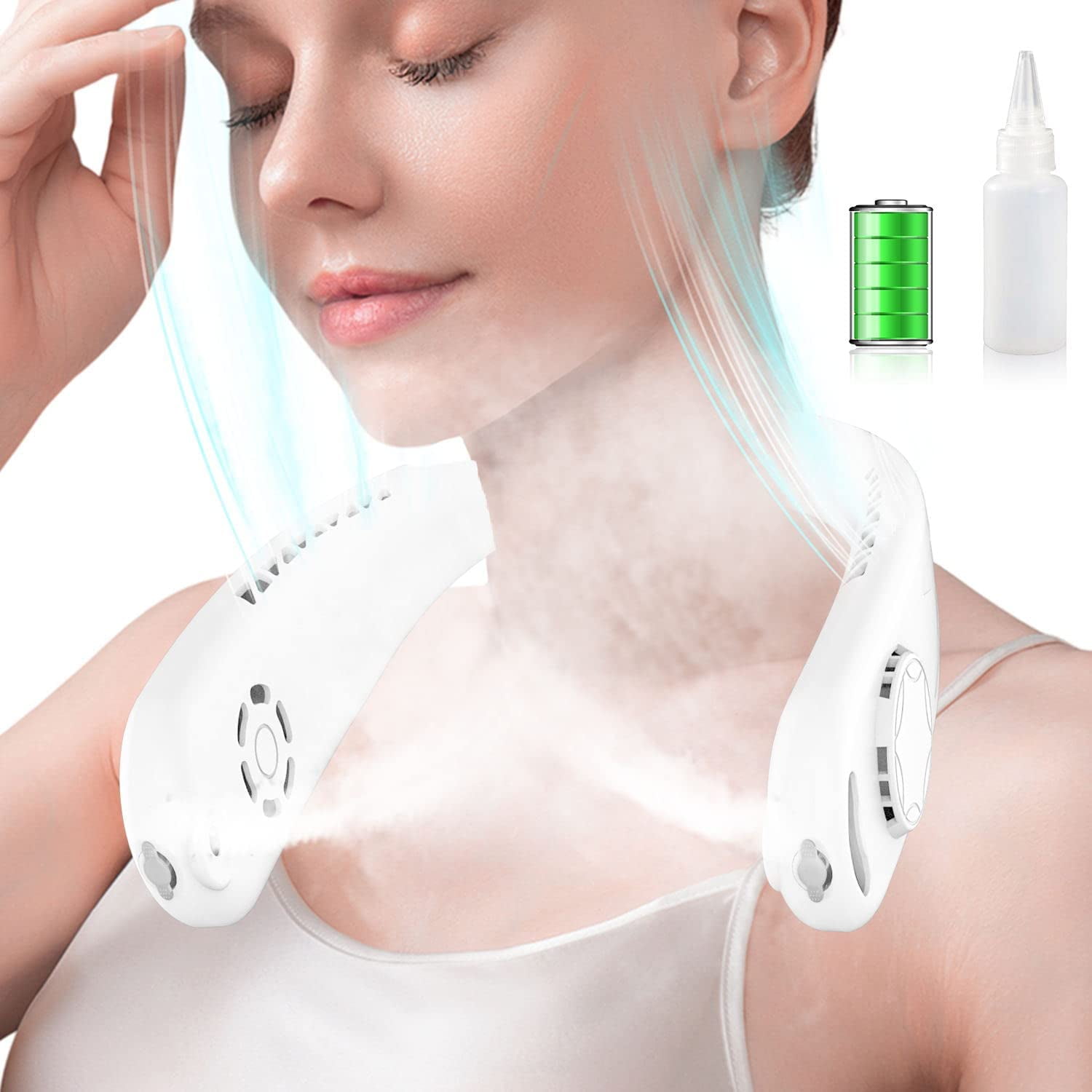 Portable Neck Fan Misting Fan-Bladeless Personal Neck Fans for Women ...