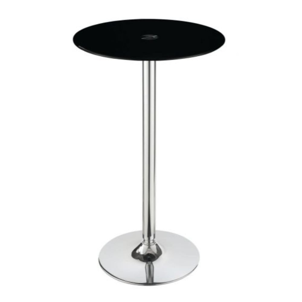 Contemporary Bar Table with Tempered Glass Top and Chrome Base, Black ...