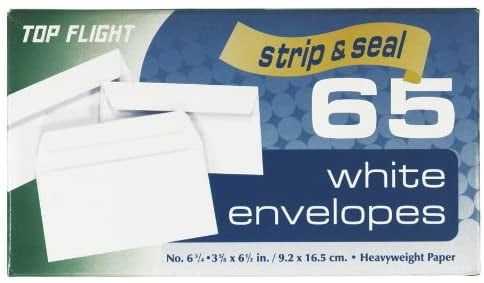Top Flight Boxed Envelopes, Strip and Seal Closure, 3.75 x 6.75 Inches ...