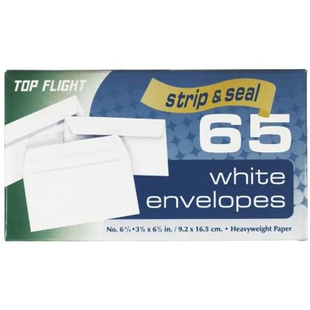 Top Flight Boxed Envelopes, Strip and Seal Closure, 3.75 x 6.75 Inches ...