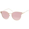Zerouv Womens Metal Frame Arrow Temples Colored Mirror Flat Lens Cat