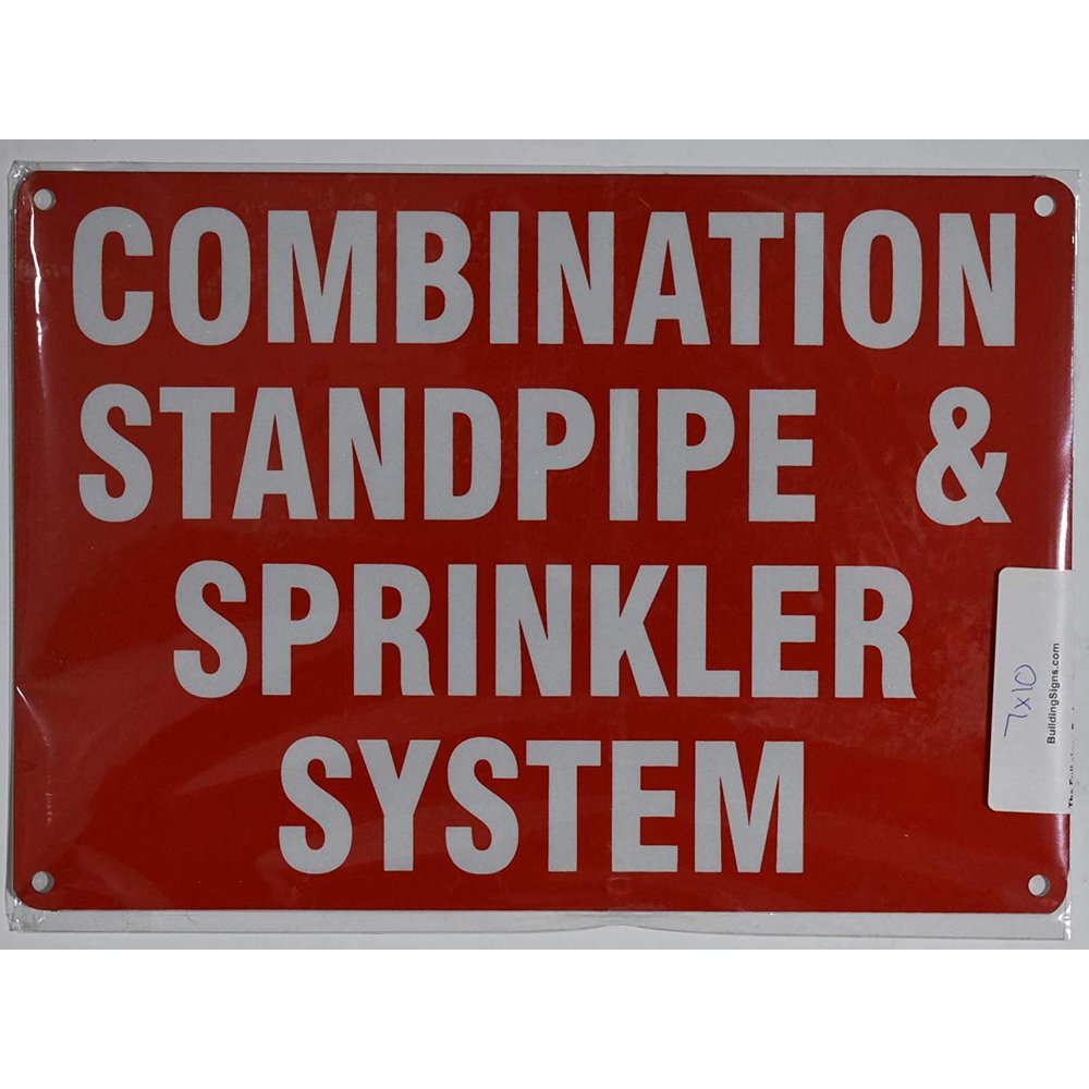 Combination Standpipe and Sprinkler System Sign (Reflective !!!!!!! Red ...