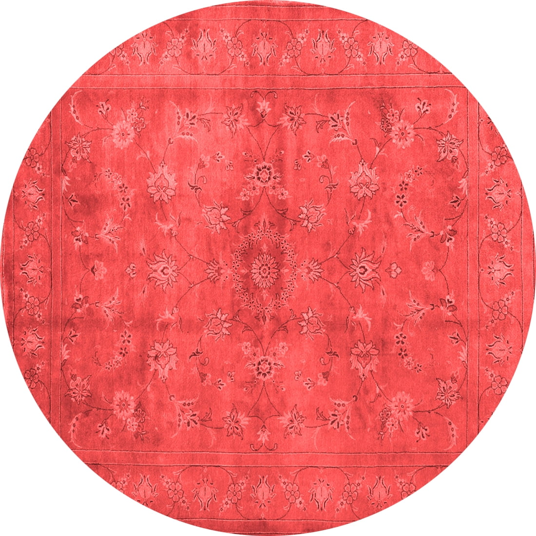 Ahgly Company Indoor Round Abstract Red Contemporary Area Rugs, 6 ...