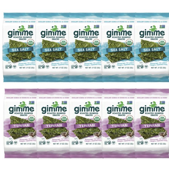 Gimme Seaweed Organic Roasted Seaweed Snacks with Sea Salt 4 Pack Vegan ...