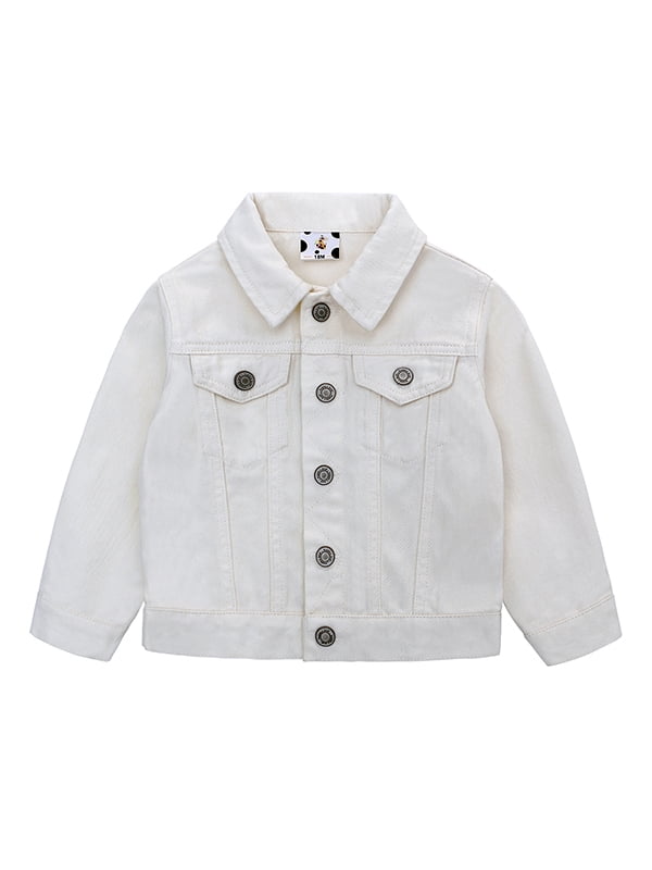 famuka Little Boy Girl White Denim Jacket Unisex Baby Button Down Jeans ...