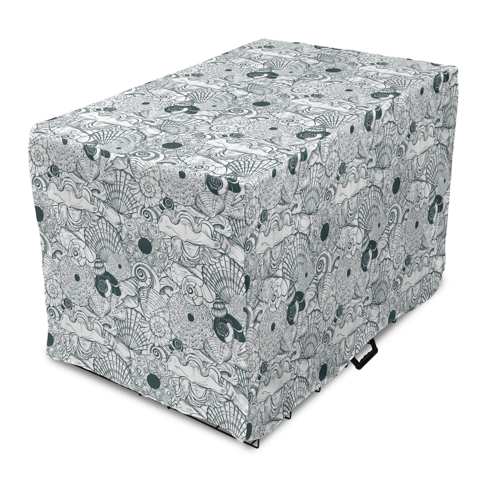 Underwater Dog Crate Cover, Repetitive Sketchy Drawing Style Sea Shells ...