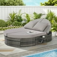 Harper & Bright Designs Outdoor Round Rattan Sunbed with Adjustable ...