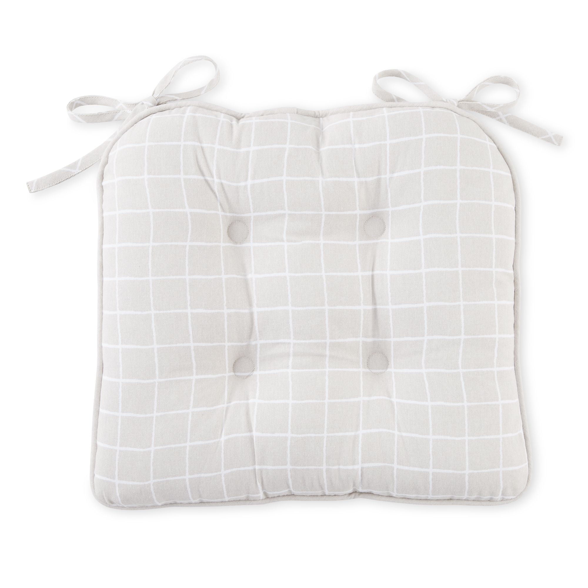 Better Homes & Garden Hand Drawn Plaid Chair Pad, Beige, 16"W x 17"L, 1 ...