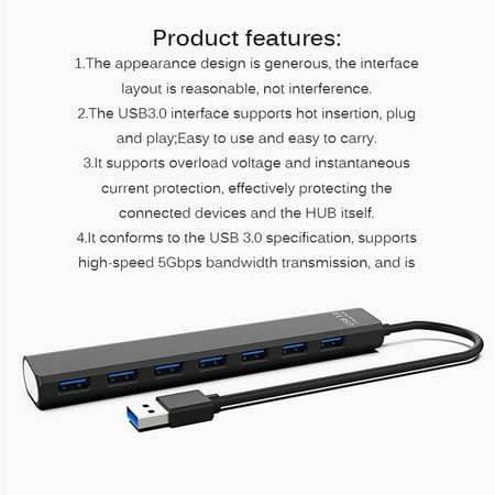 7-port USB 3.0 Hub High Speed Extension Data Hub Transfer Safe USB ...